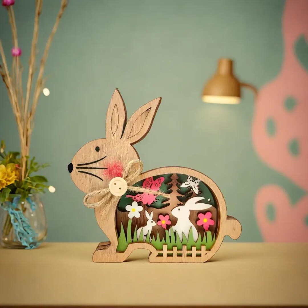 Easter Wooden Rabbit Light Luminous Tabletop Decoration Easter Gift - Etsy