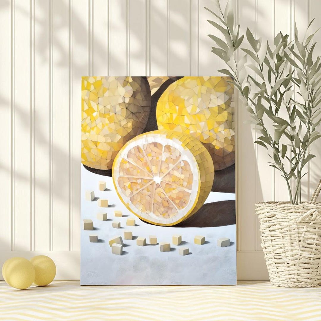 Mosaic Lemons With Cubic Elements Artistic Wall Art Abstract Design ...