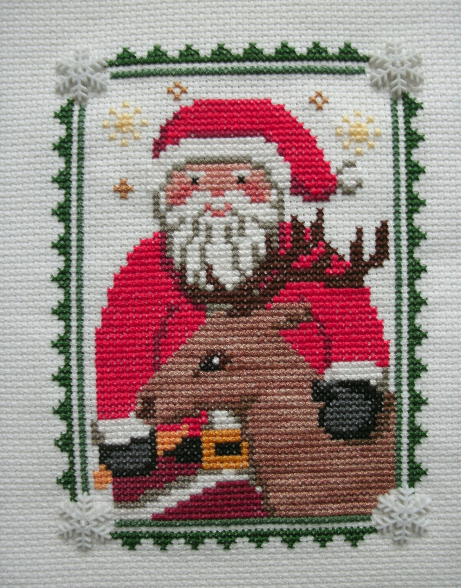 New Completed Finished Cross Stitch "santa" Done on 14 Count Aida ...
