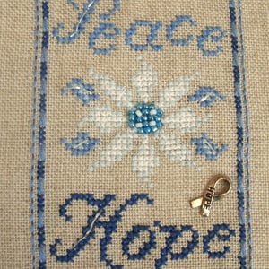 Finished Completed Cross Stitch "peace and Hope" Done on 28 Count Tan Linen - Etsy
