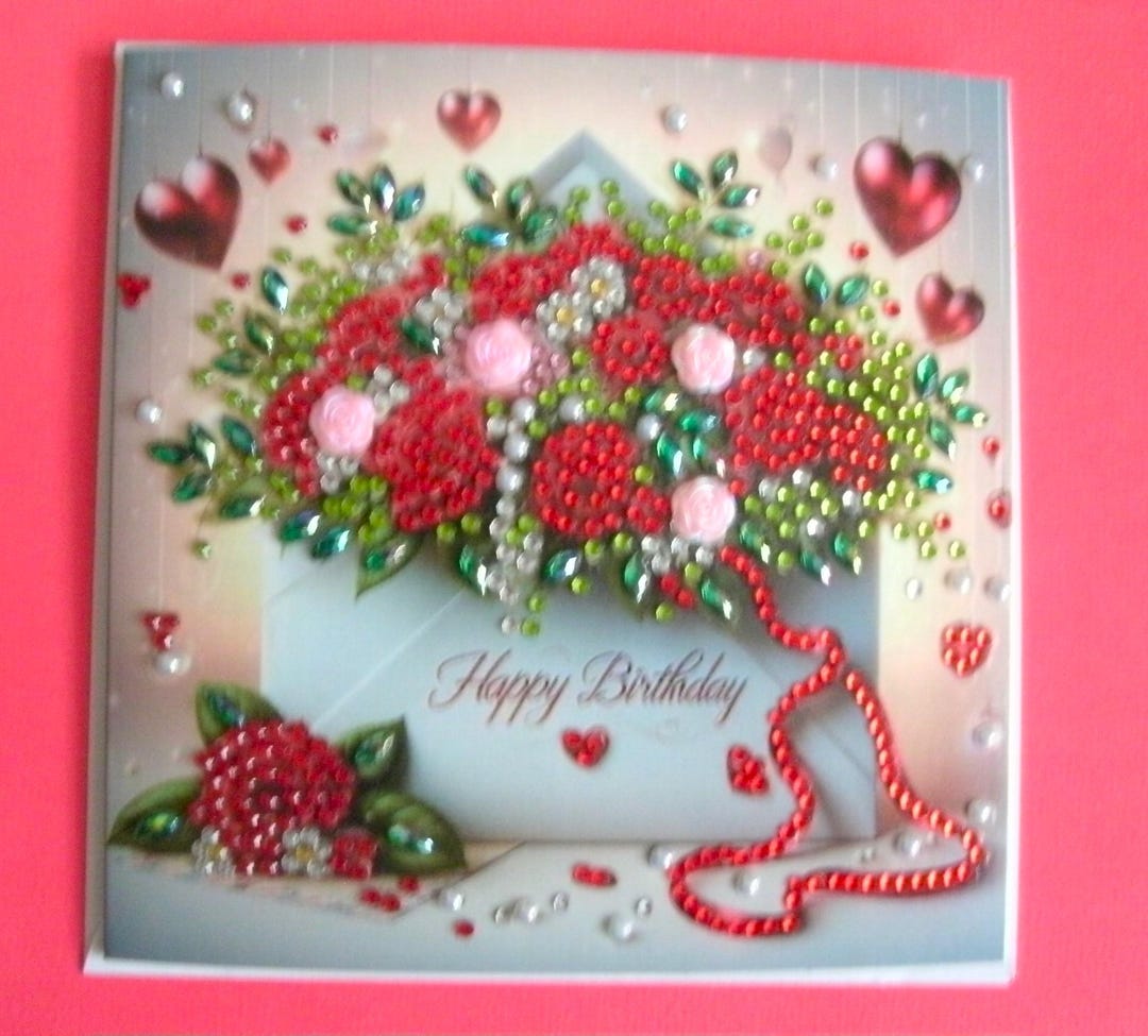 New Completed Diamond Dotz Art Painting Happy Birthday Card With ...