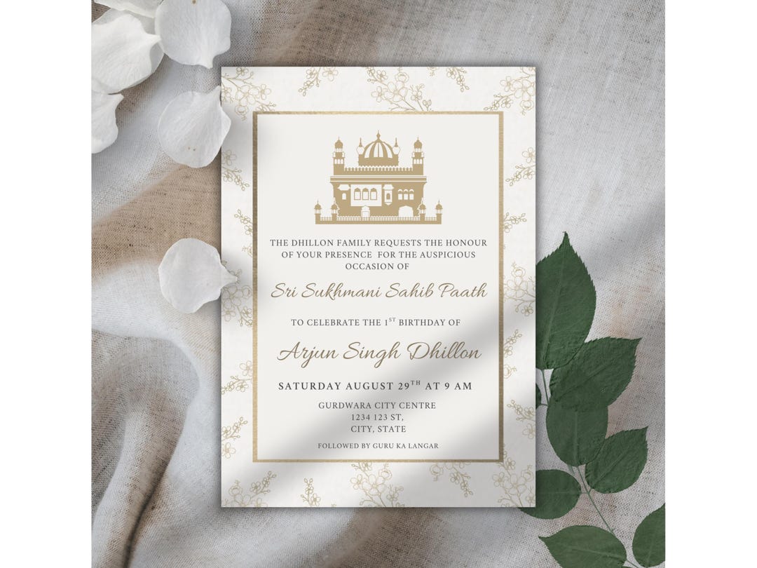Sukhmani Sahib Paath Invitation | Sikh Prayer Ceremony Invite ...