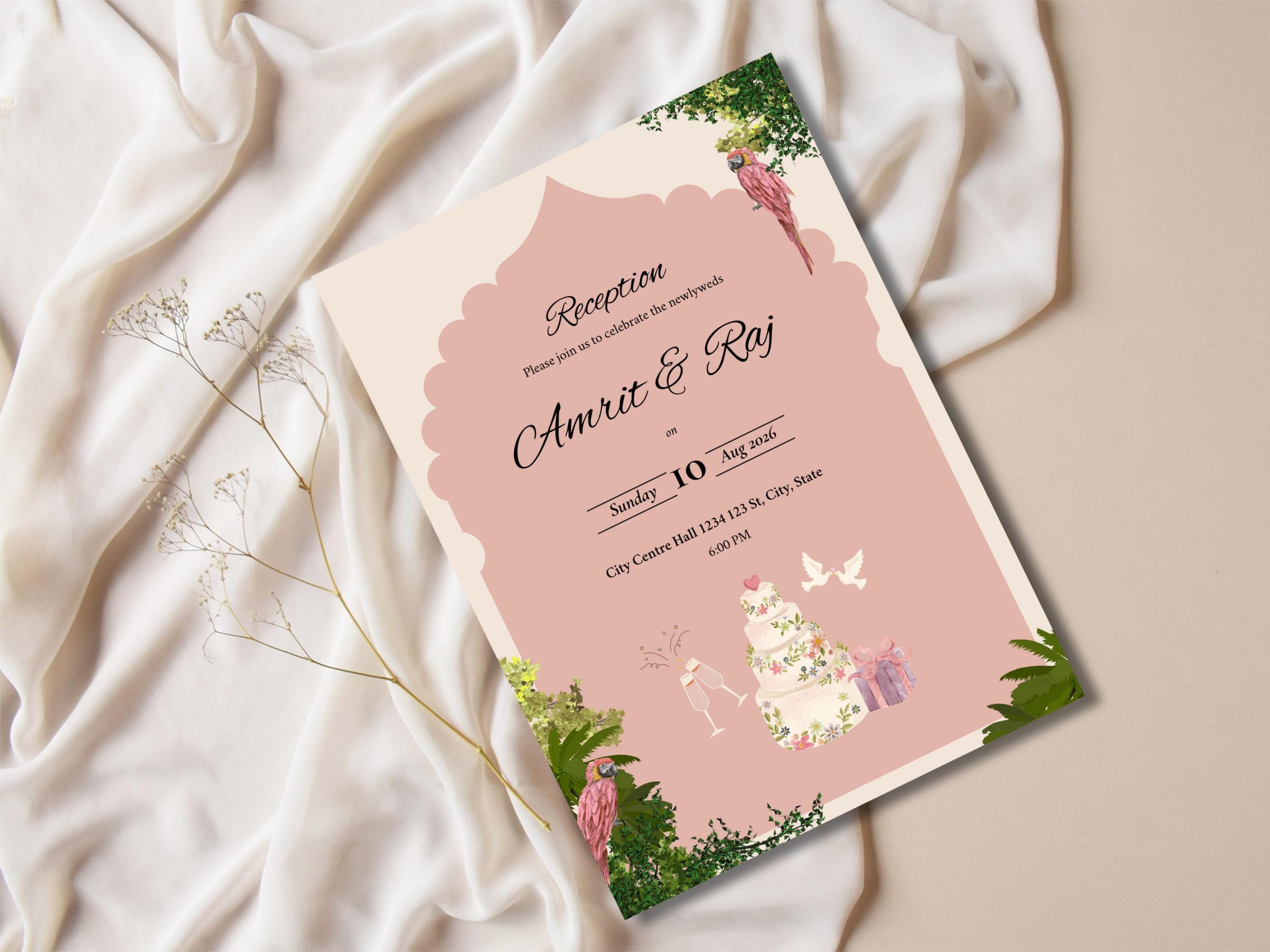 Blush Pink Punjabi Sikh Wedding Invitation Set - Mendhi, Jago, Maiyan ...