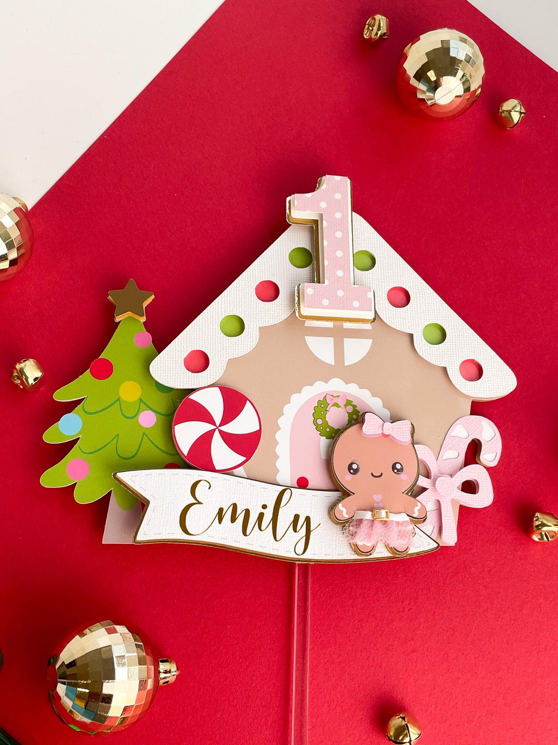 Gingerbread House Cake Topper Merry Christmas 1st Birthday Decor Girl ...