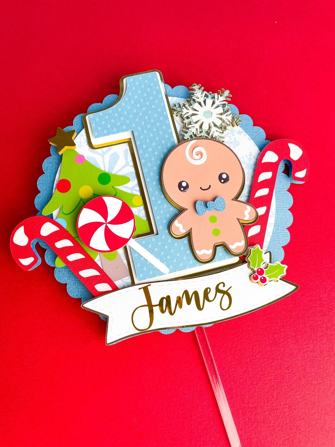 Gingerbread Boy Cake Topper Christmas 1st Birthday Decor Cute First ...