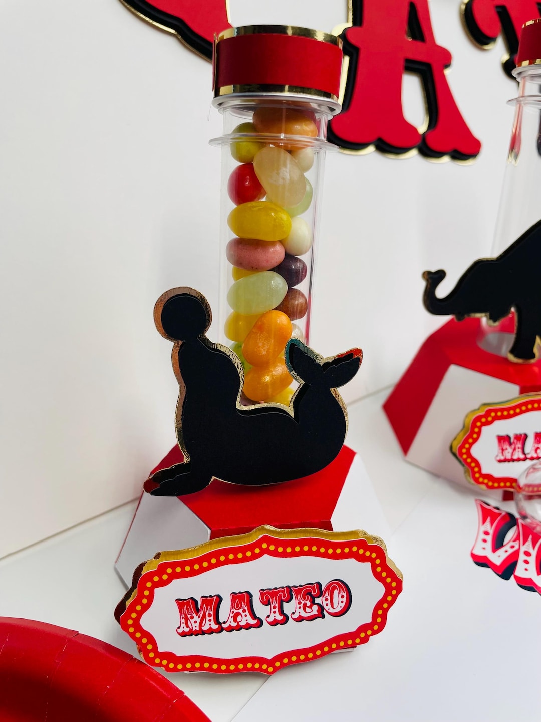 Circus Candy Tubes Favor Holder Box Circus Decor Circus Animals Name ...