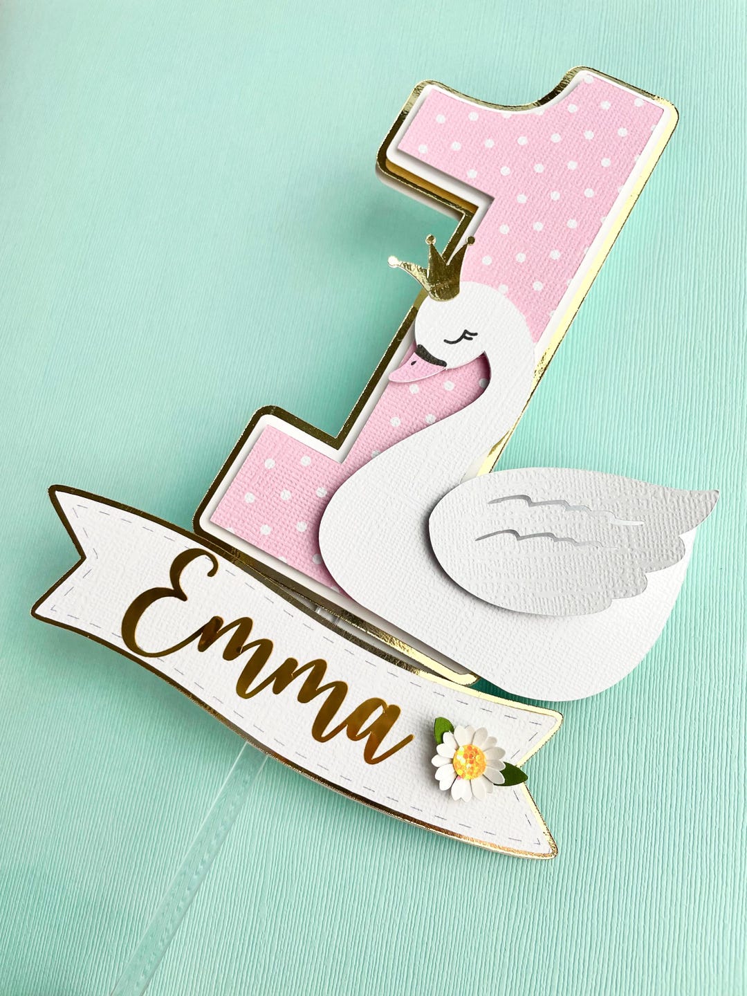 Swan Cake Topper Birthday Decor for Girls Swan Centerpiece Cute Girl ...