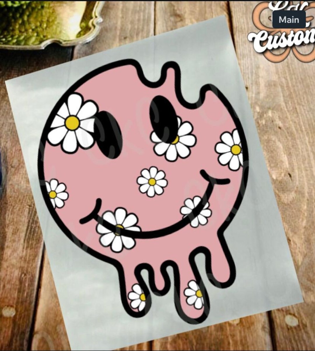 Drippy Flower Smiley Face Design Choose DTF or Sublimation Design ...
