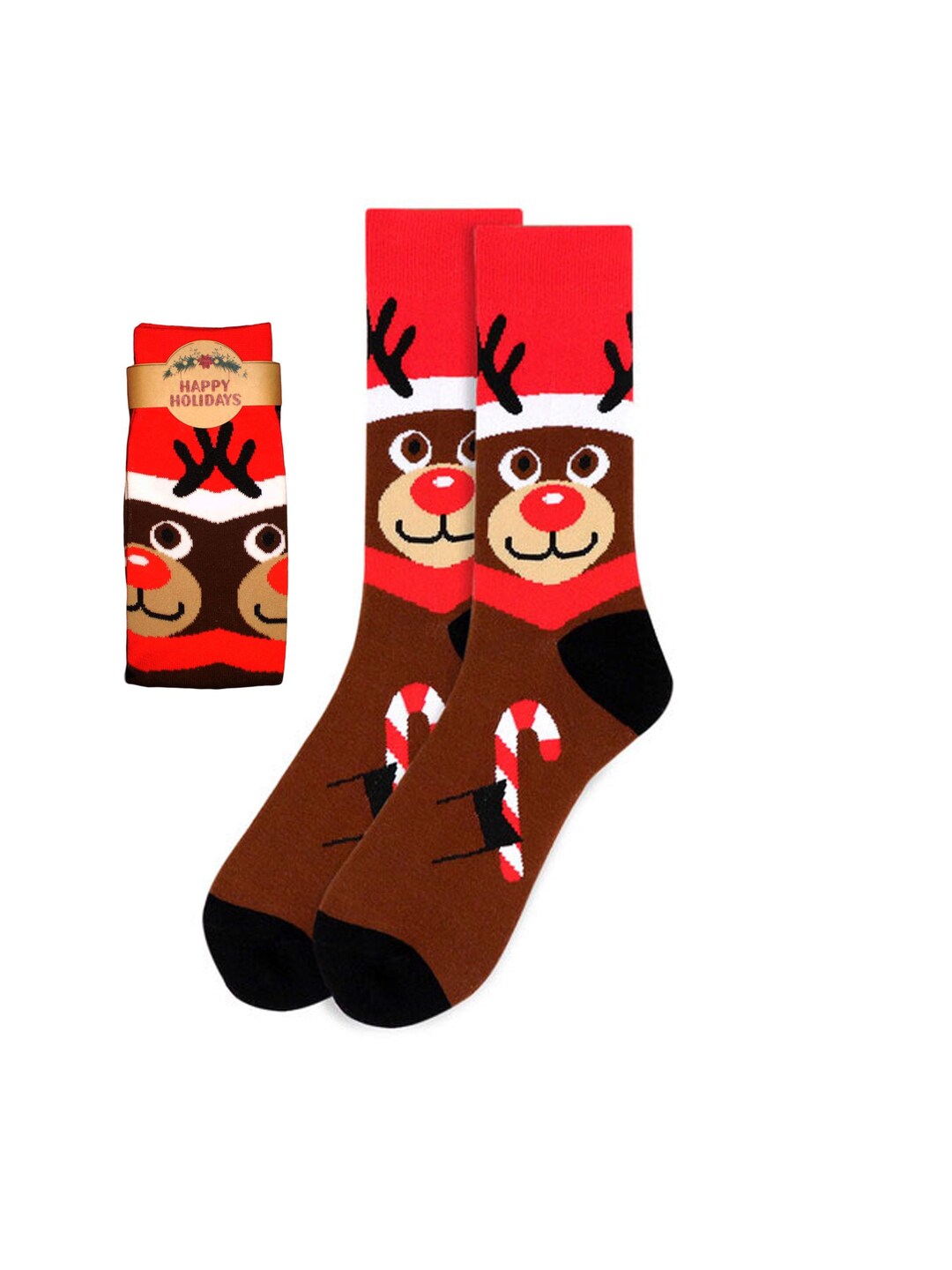 Men's Rudolph Socks, Novelty Christmas Crew Socks - Etsy