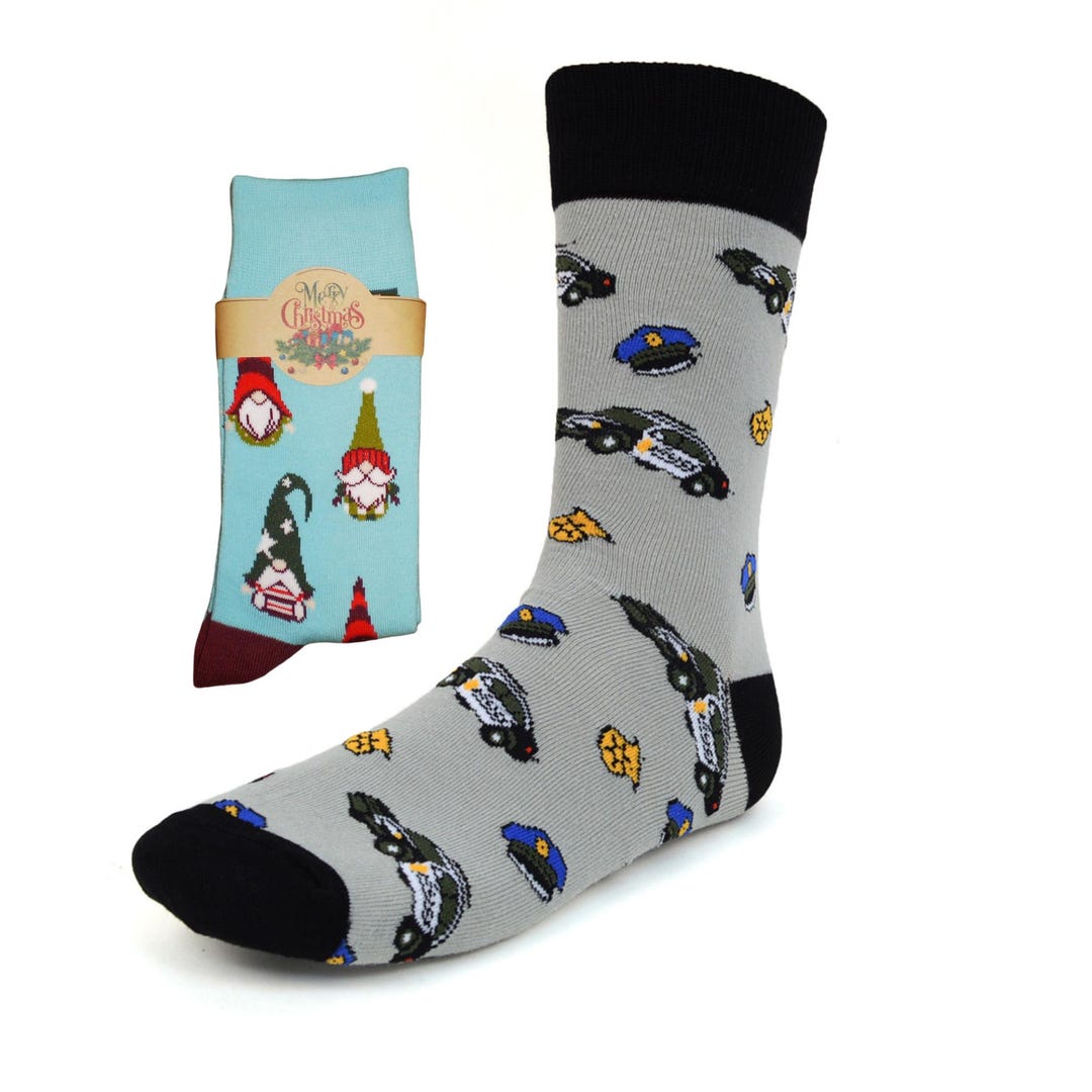 Men's Police Car Novelty Socks, Men's Novelty Socks, Gift for Him ...