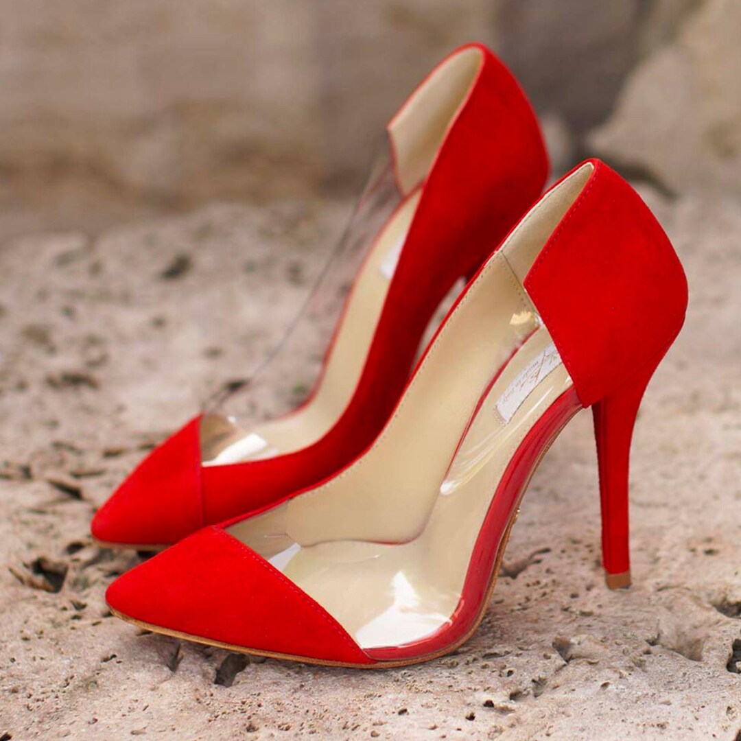 WOMAN'S PUMPS, Classic High Heels Pumps, Ladies Suede Pumps, Red Woman ...