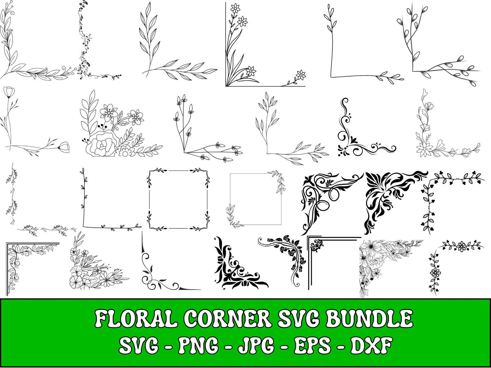 Corner Svg Bundle, Corner Svg, Floral Corner Svg Files, Decorative Page ...