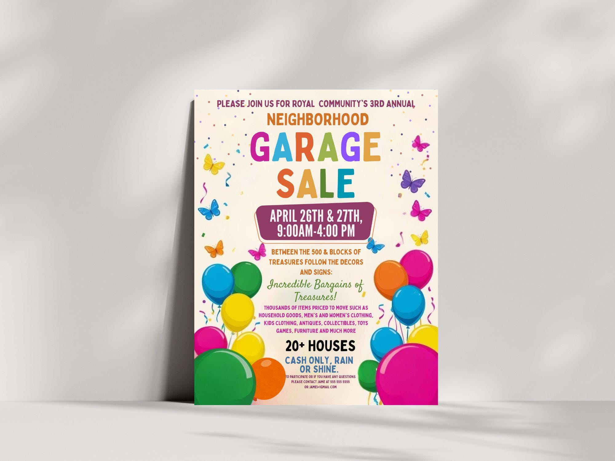 EDITABLE Garage Sale Flyer Template, Neighborhood Yard Sale Template ...