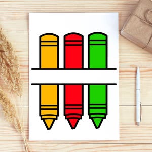 Crayon Split Monogram Svg, Crayon Svg, Teacher Svg, Crayon Wrapper Svg ...