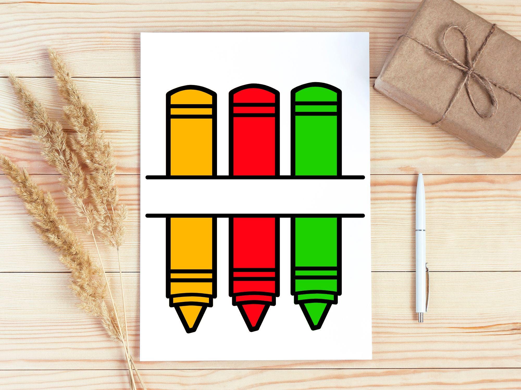 Crayon Split Monogram Svg, Crayon Svg, Teacher Svg, Crayon Wrapper Svg ...