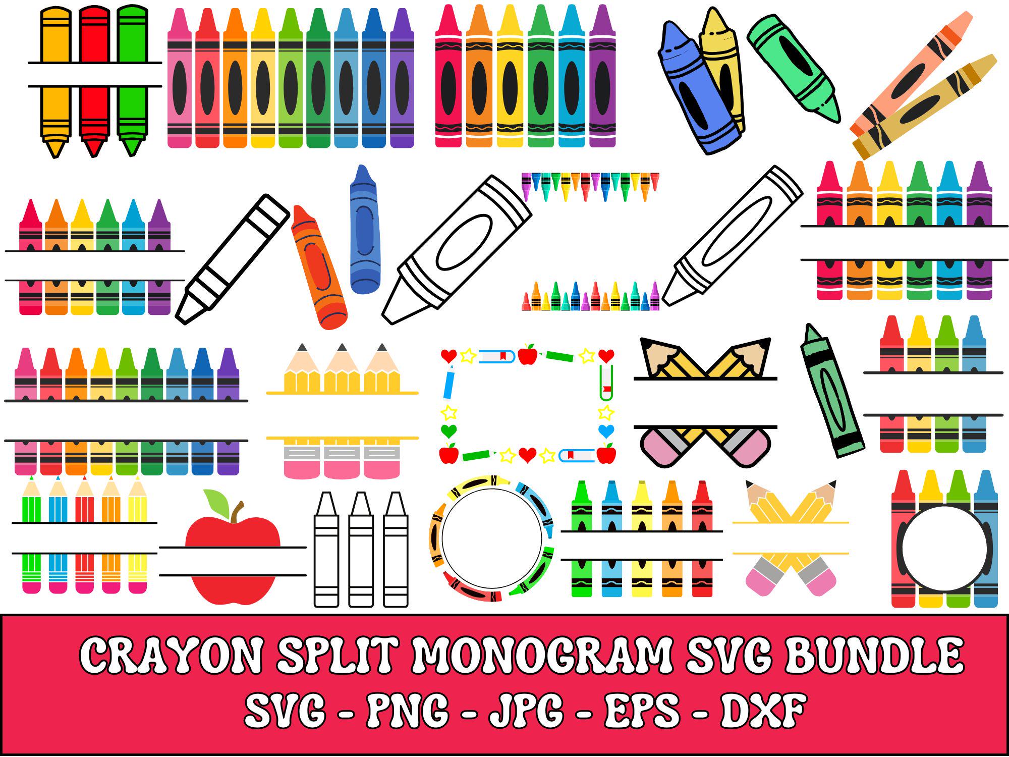 Crayon Split Monogram Svg, Crayon Svg, Teacher Svg, Crayon Wrapper Svg ...