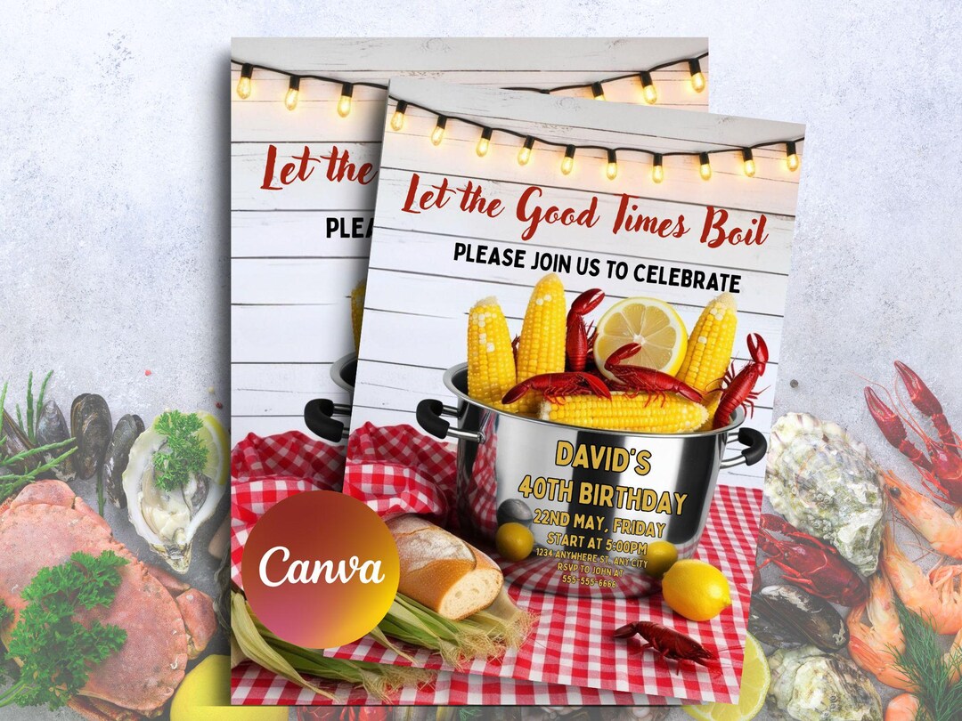 Seafood Boil Party Invitation: Crawfish Feast, Editable Digital Invite ...