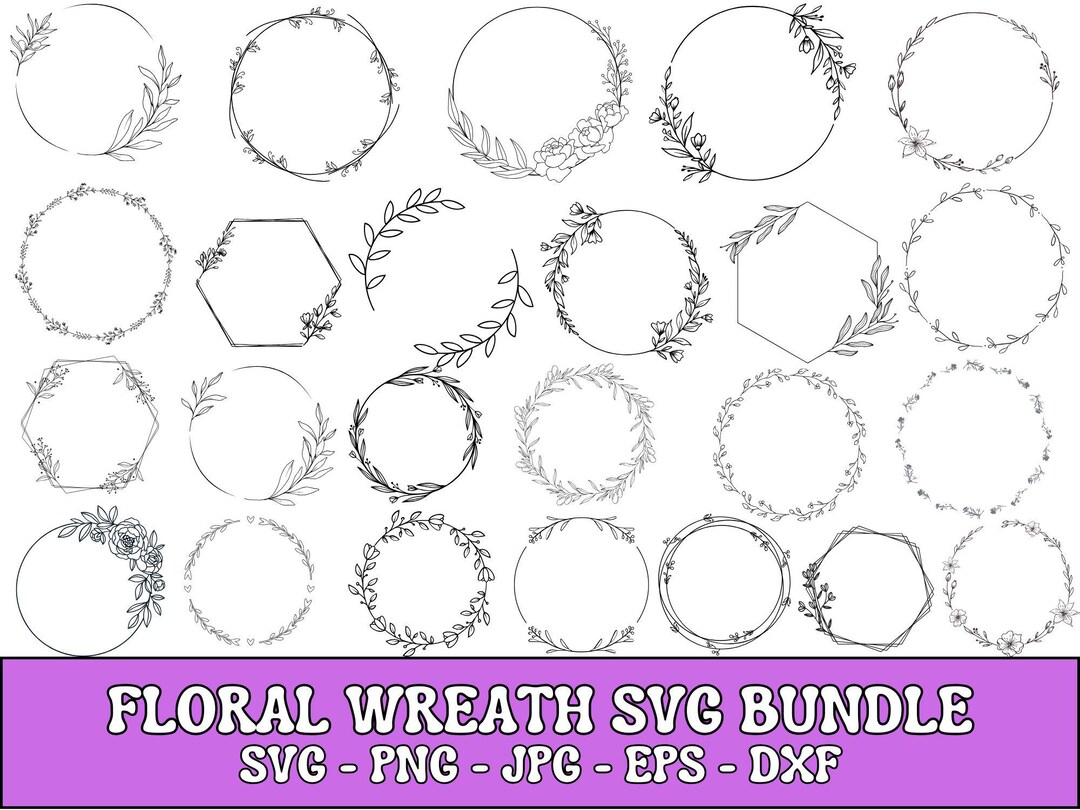 Floral Wreath SVG Bundle,wedding Wreaths Png Bundle,floral Wreath Svg ...