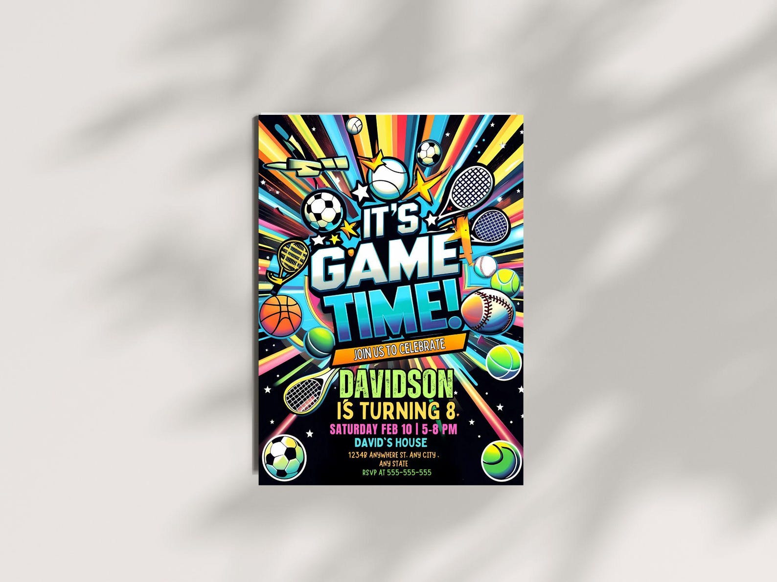 Editable Sports Birthday Invitation: All-star Game Theme (digital ...