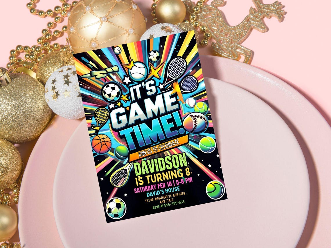 Editable Sports Birthday Invitation: All-star Game Theme (digital ...