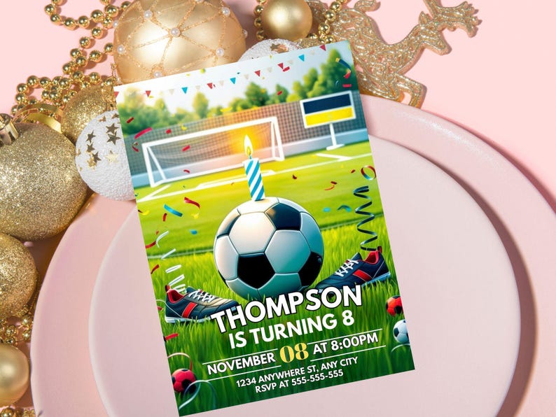 Editable Soccer Birthday Invitation Template, Printable Birthday Party ...
