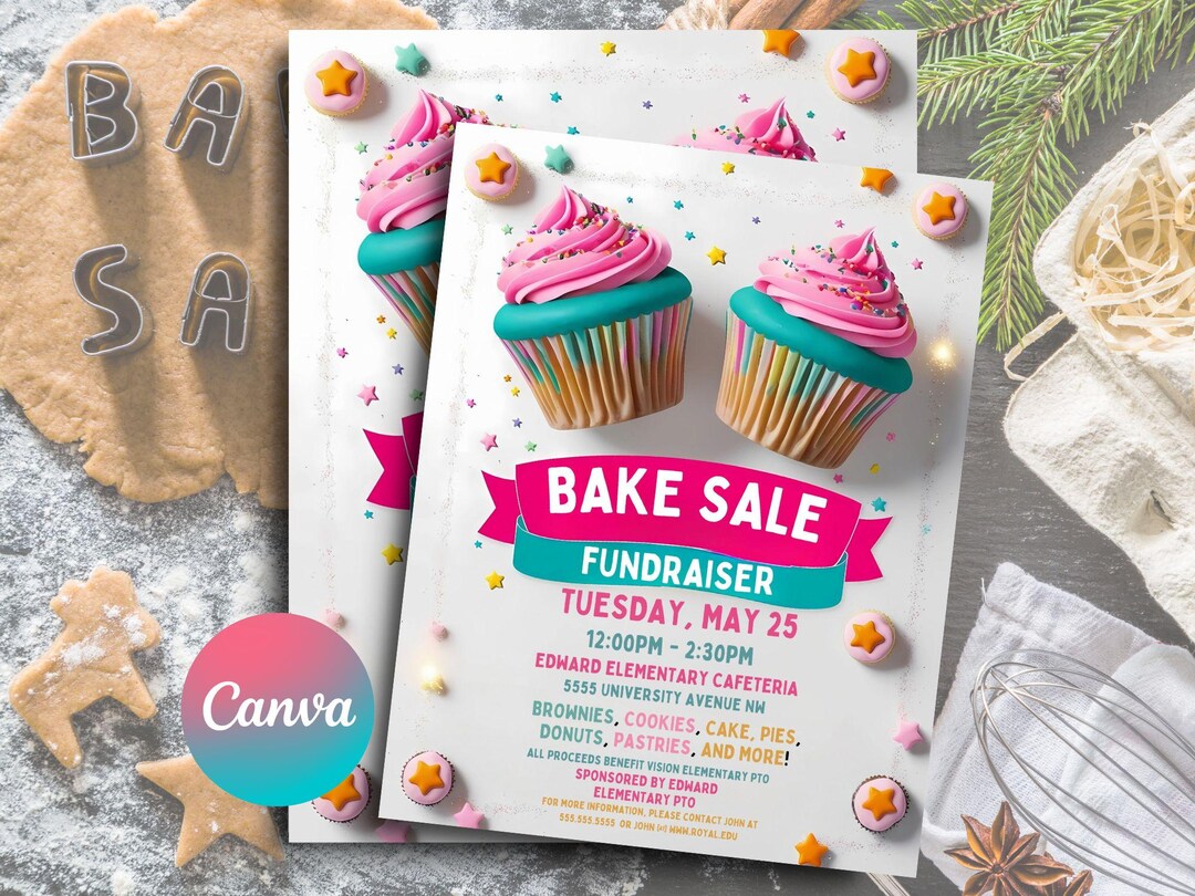 EDITABLE Bake Sale Flyer, Printable PTA, PTO Flyer, School Family ...