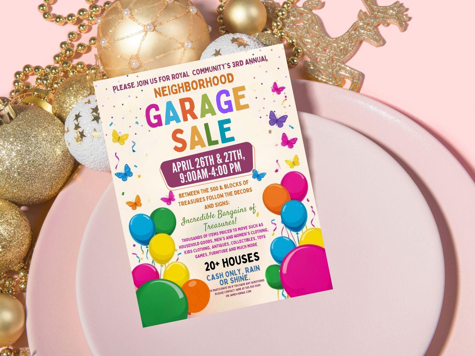 EDITABLE Garage Sale Flyer Template, Neighborhood Yard Sale Template ...