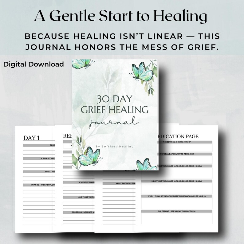 30-day Grief Healing Journal: Printable Guided Workbook (digital ...