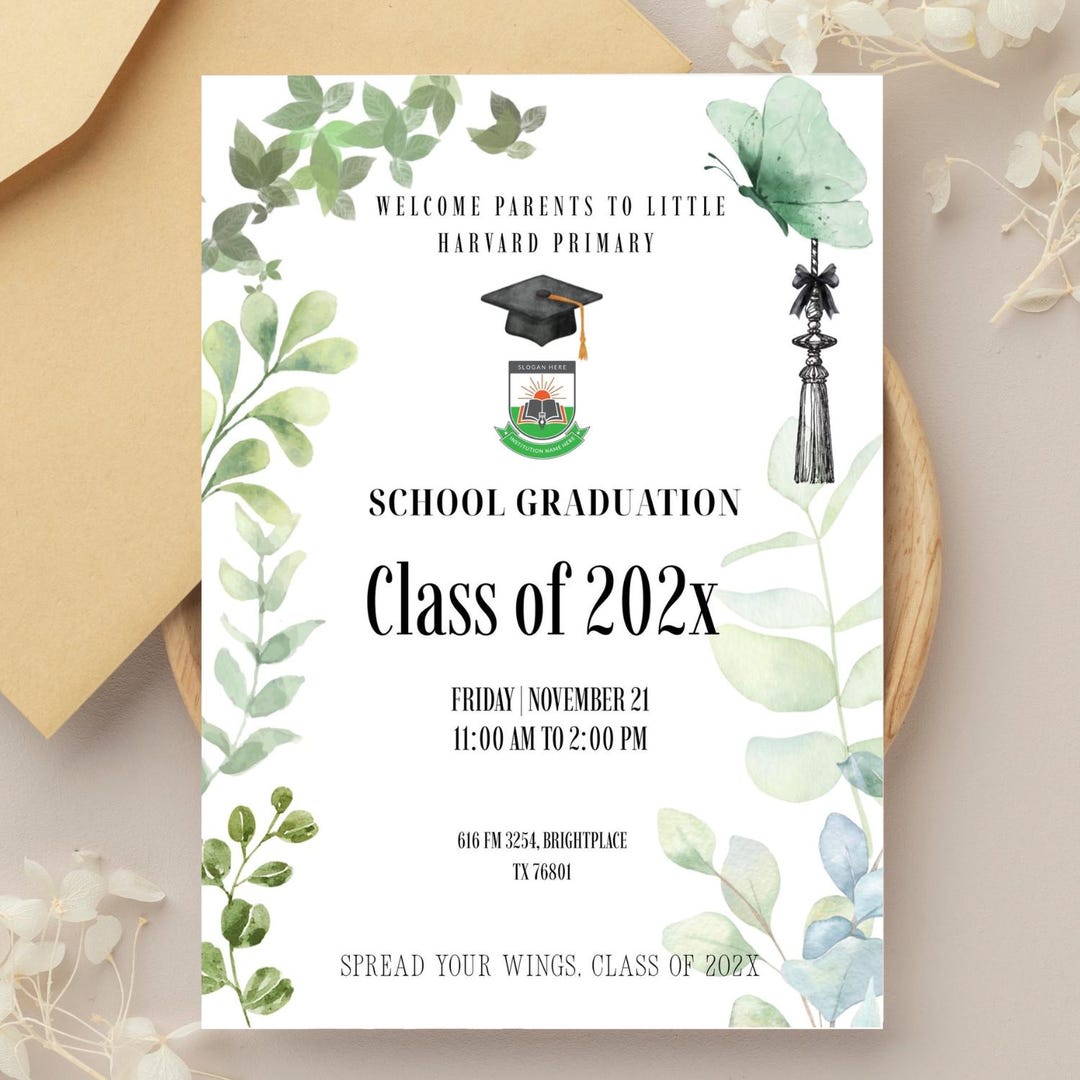 Greenery Graduation Program Template, Botanical Ceremony (canva ...