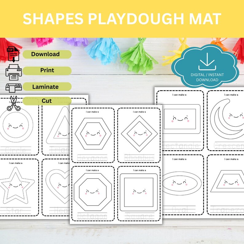 Shapes Playdough Mats | 2D Shape Tracing, Fine Motor Skills (printable ...