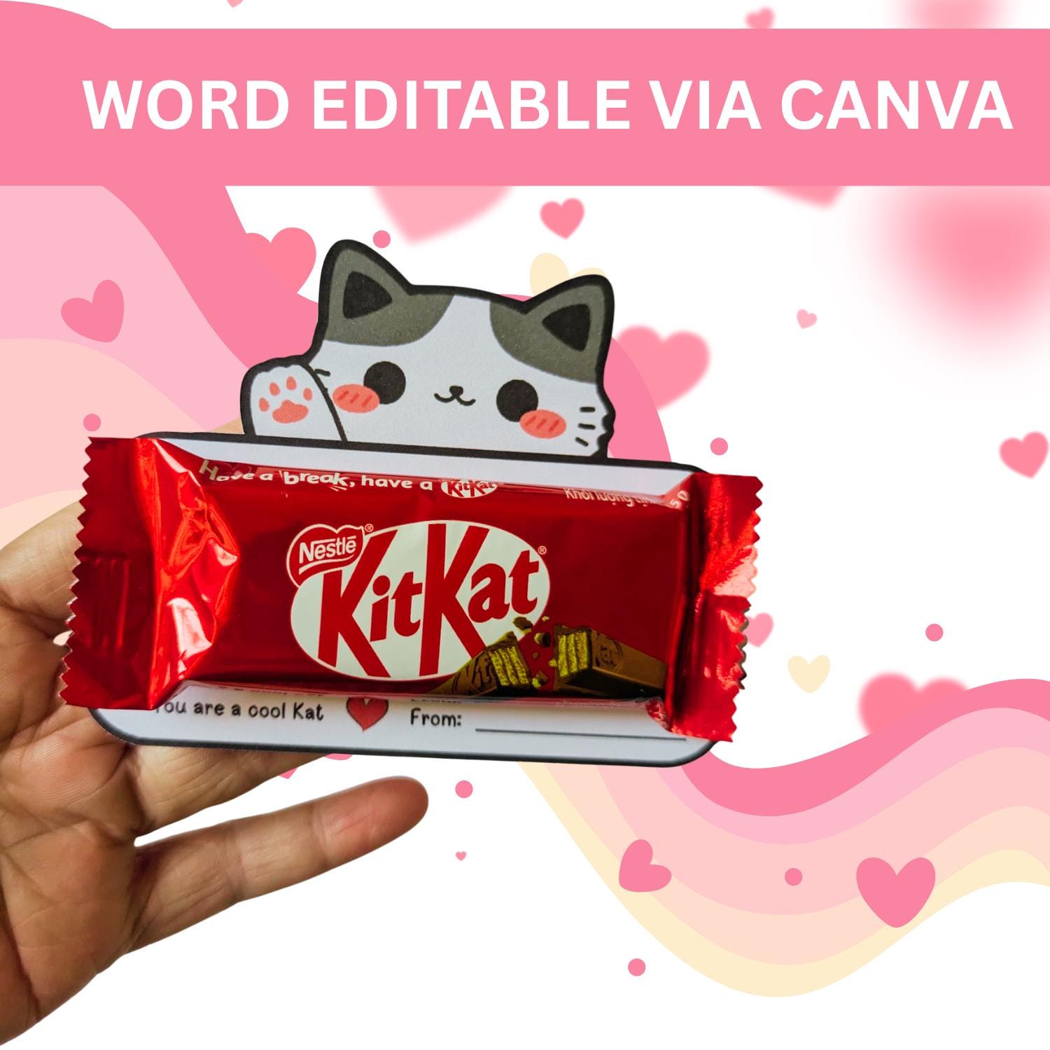 Valentine’s Day Kit Kat Gift Card | Cute Cat Classroom Valentine ...