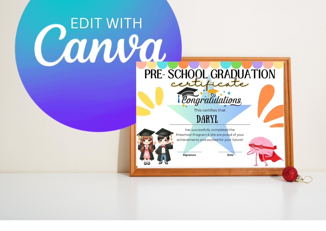 Pre School Graduation Certificate for BOY - Etsy