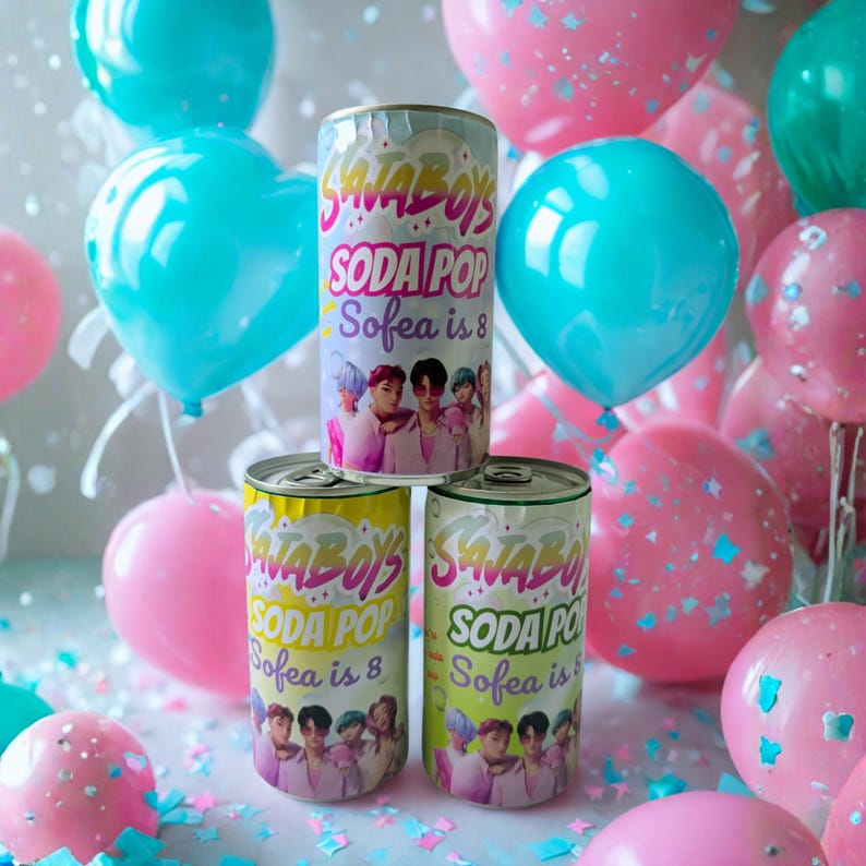 Sajaboys KPOP Demon Hunters Theme Soda Mini Can Labels Editable and ...