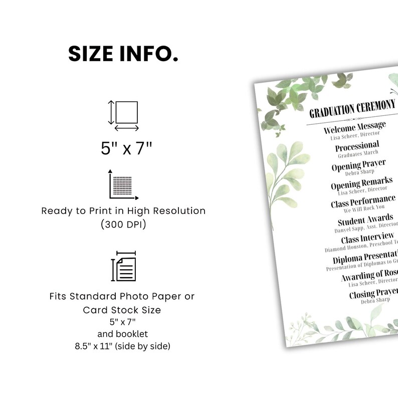 Greenery Graduation Program Template, Botanical Ceremony (canva ...