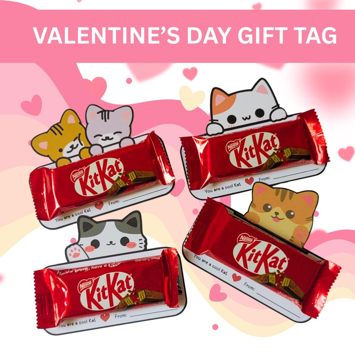 Valentine’s Day Kit Kat Gift Card | Cute Cat Classroom Valentine ...