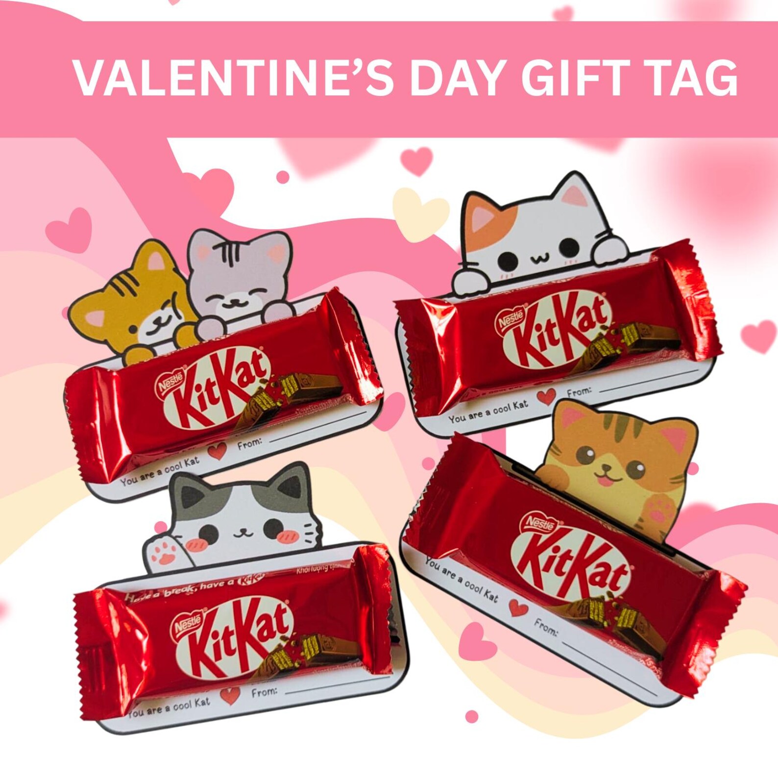Valentine’s Day Kit Kat Gift Card | Cute Cat Classroom Valentine ...