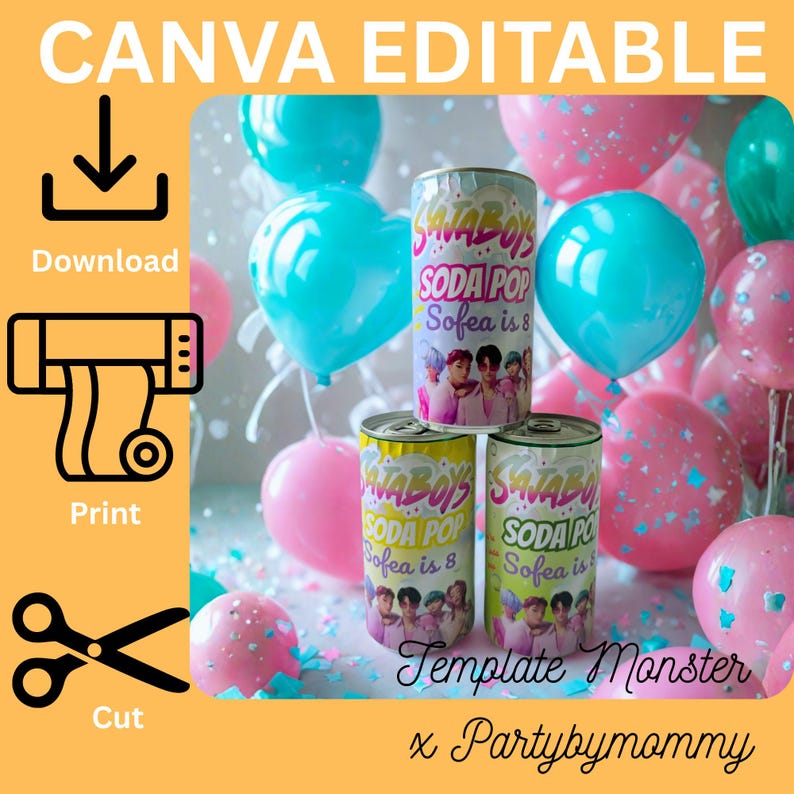 Sajaboys KPOP Demon Hunters Theme Soda Mini Can Labels Editable and ...
