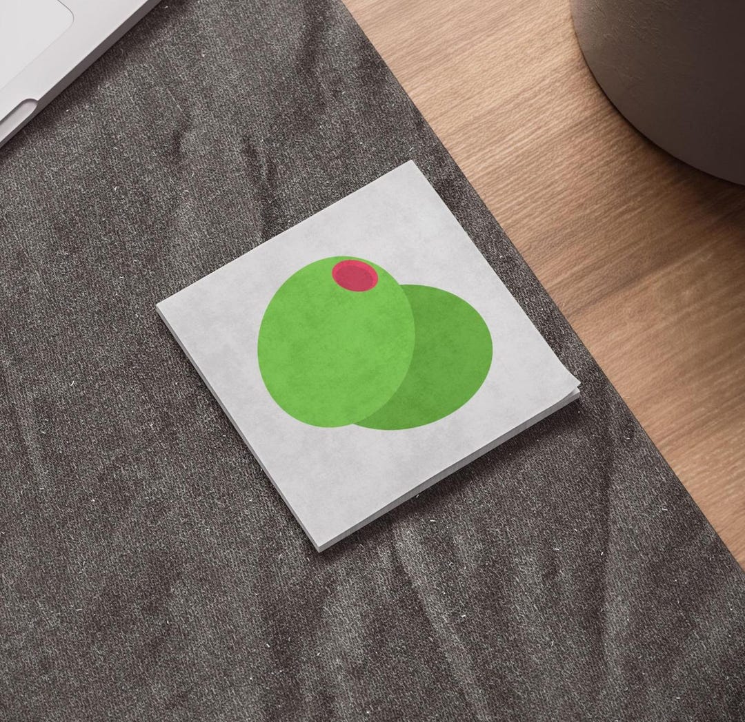 Olive Sticky Notes Cute and Kawaii Food Stationary 50 Sheets Memo Pad ...