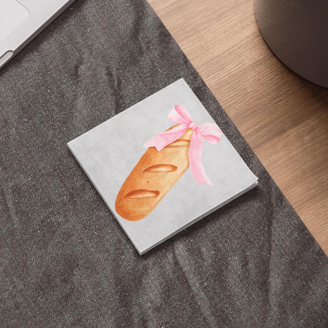 Croissant Bow Sticky Notes Cute and Kawaii Food Stationary 50 Sheets ...