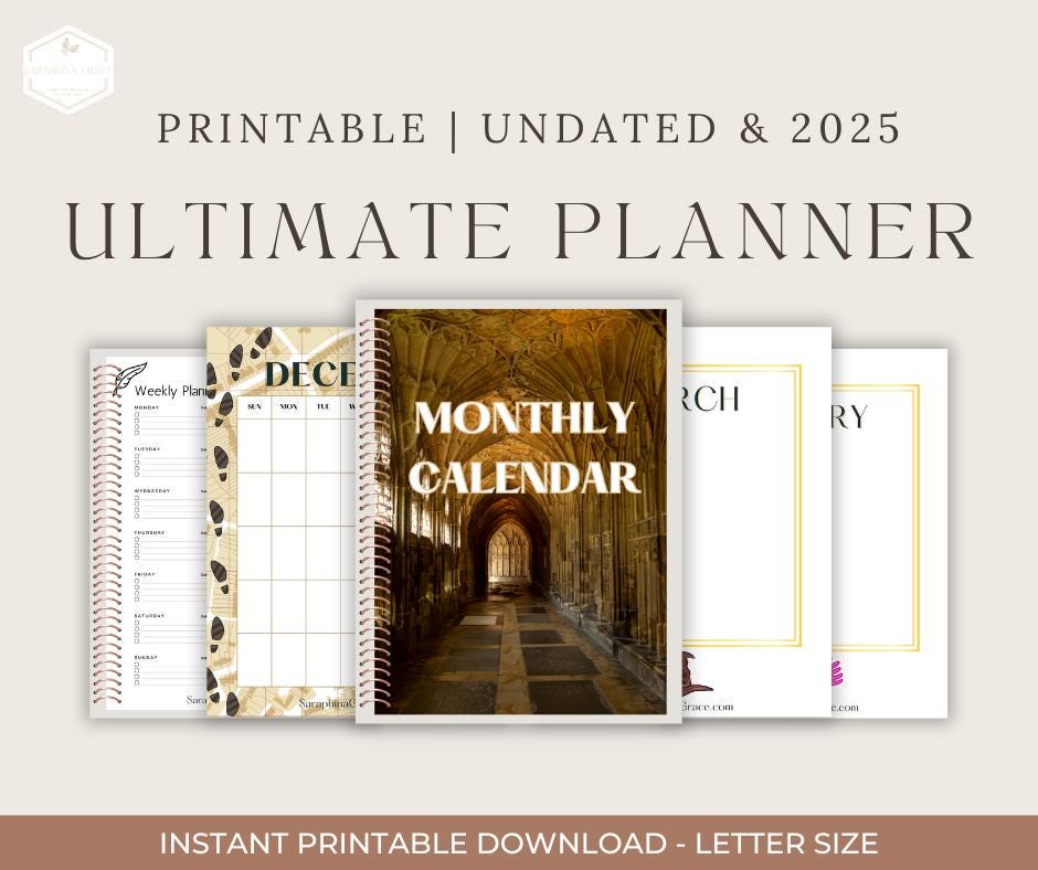 2025 Printable and Digital Harry Potter Monthly Planner | Printable ...