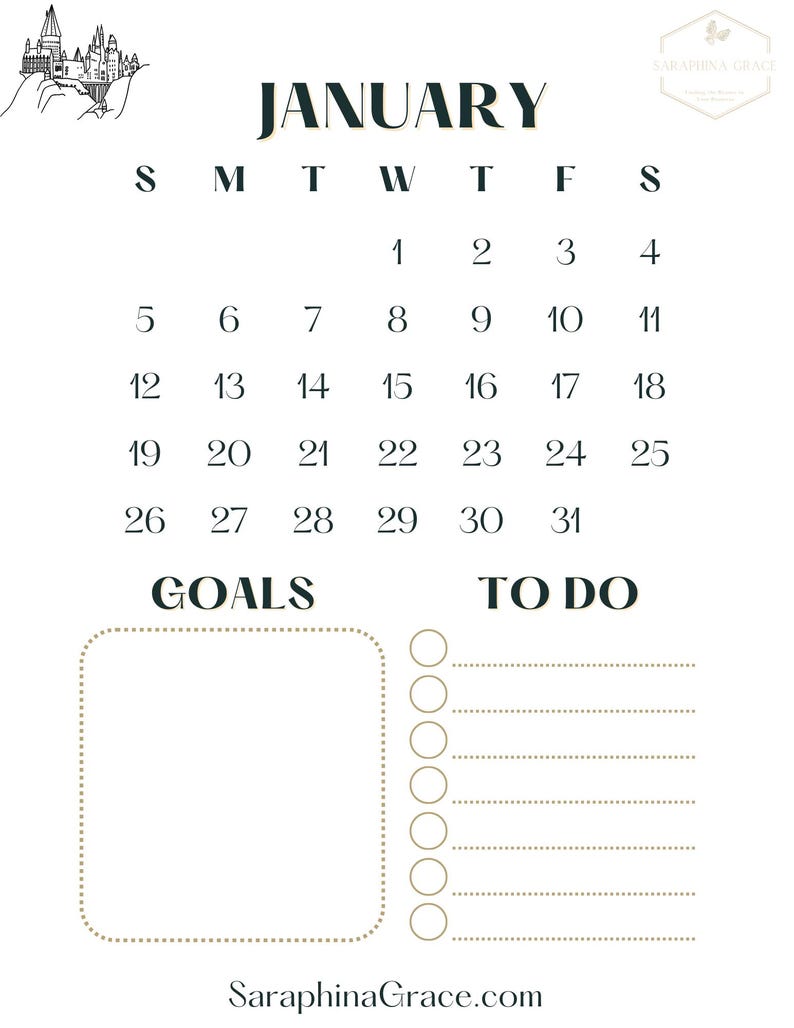 2025 Printable and Digital Harry Potter Monthly Planner | Printable ...