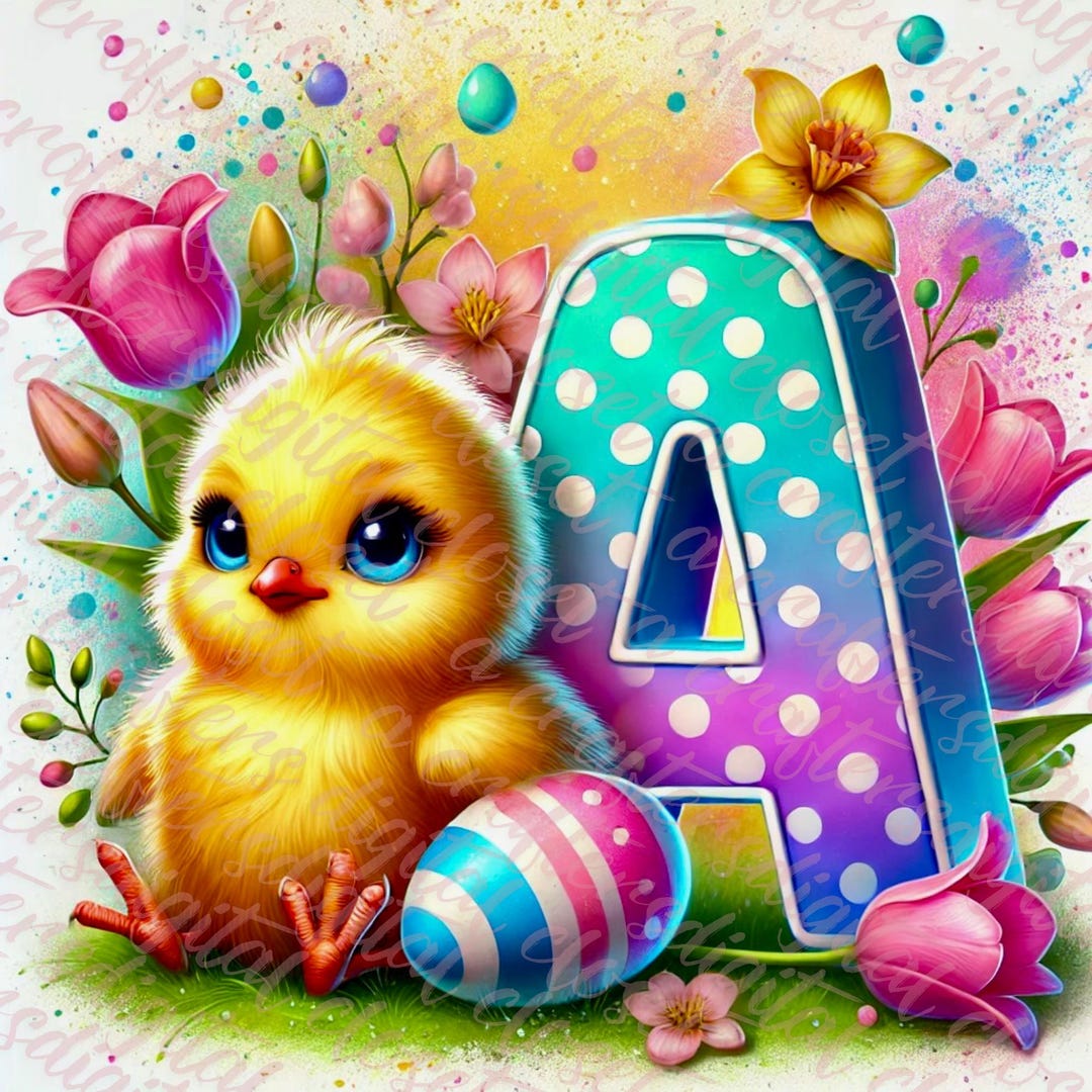 Easter Chick Letters PNG - Etsy