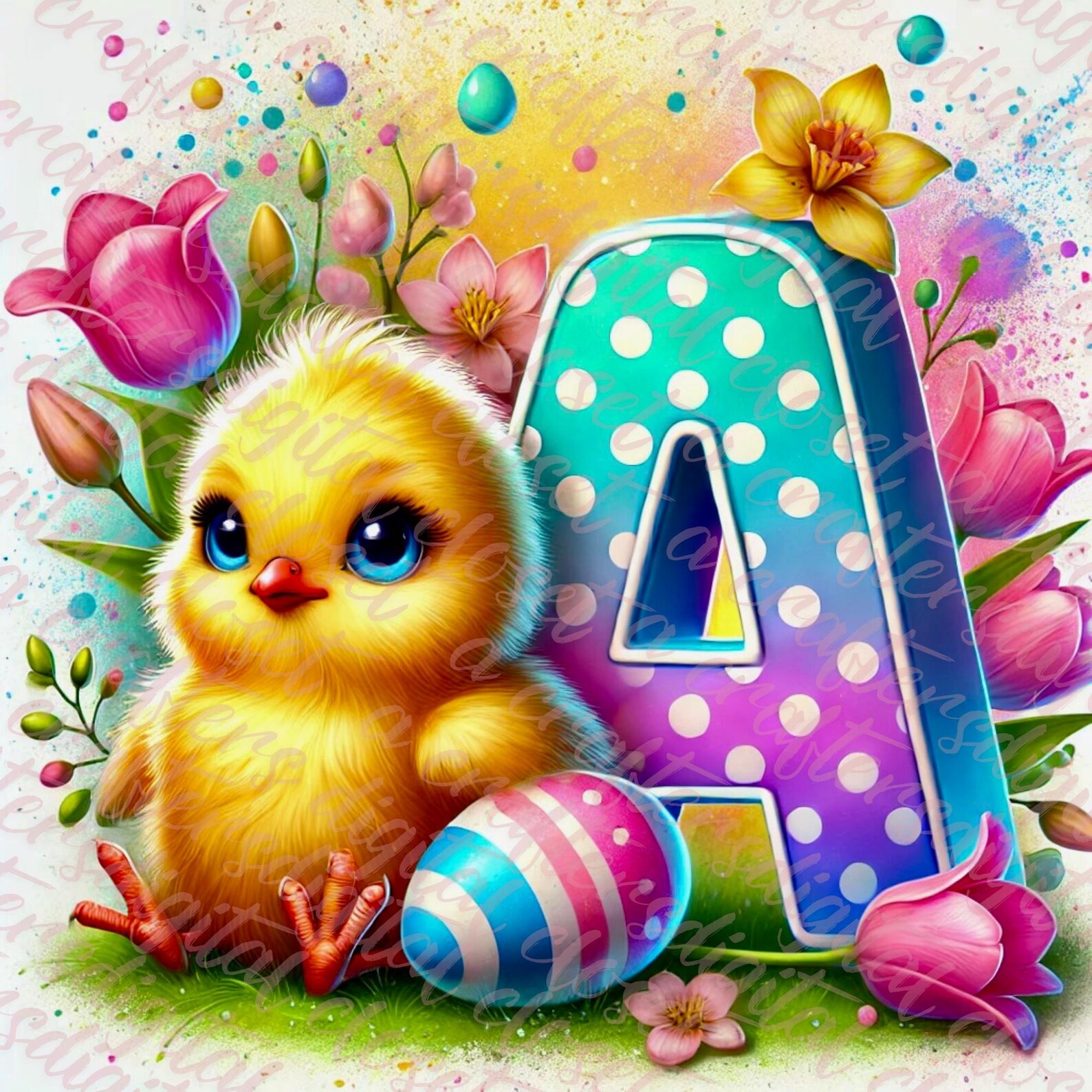Easter Chick Letters PNG - Etsy