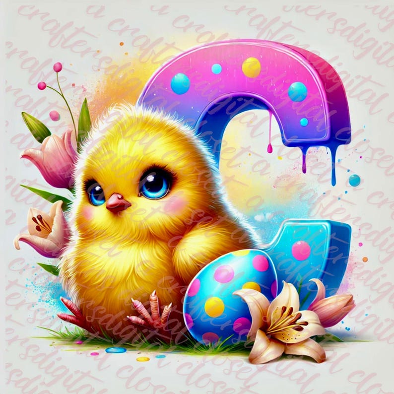 Easter Chick Letters PNG - Etsy