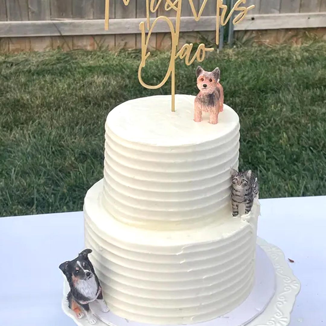Customized Pet 3D Statue, Wedding Cake Decoration, Dog Wedding Cake ...