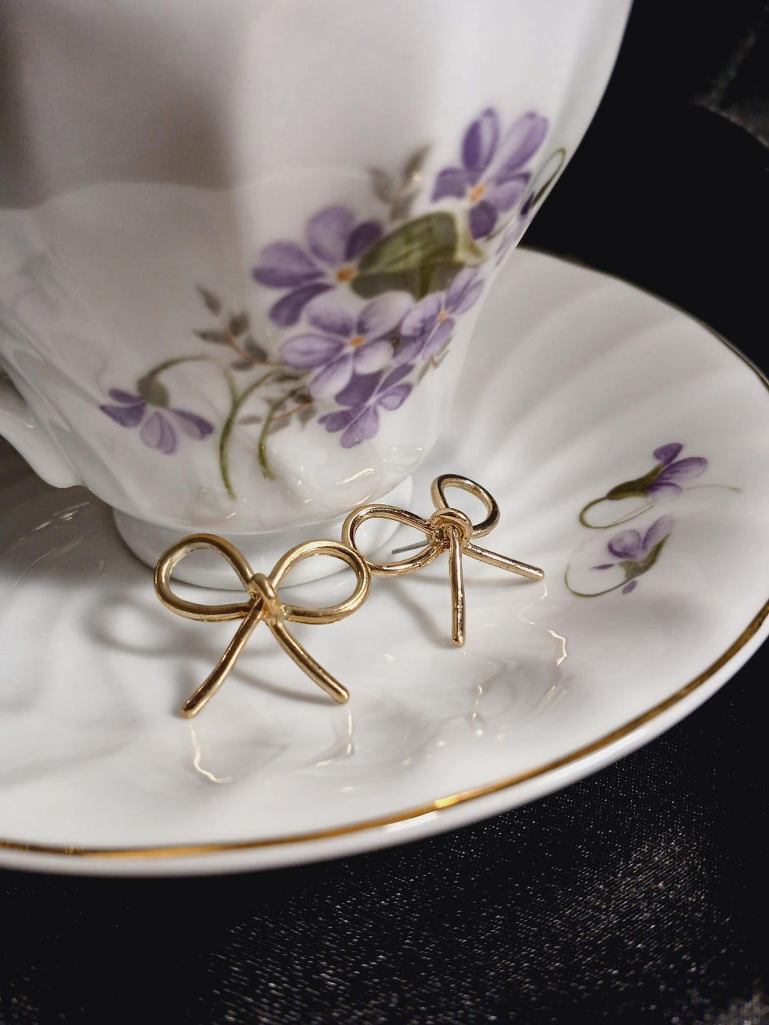 Gold Bow Stud Earrings: Minimalist Wire Jewelry - Etsy