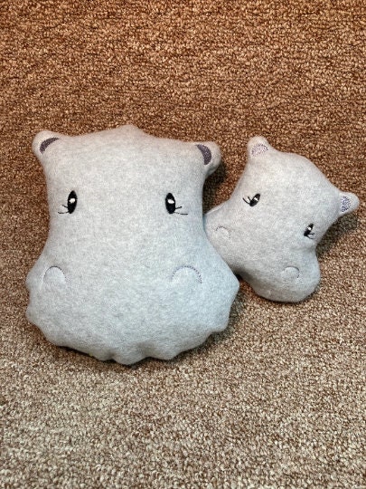 Grey Hippo Face Dog Toy You Choose Size, Plushie, Stuffie, Squeaker ...