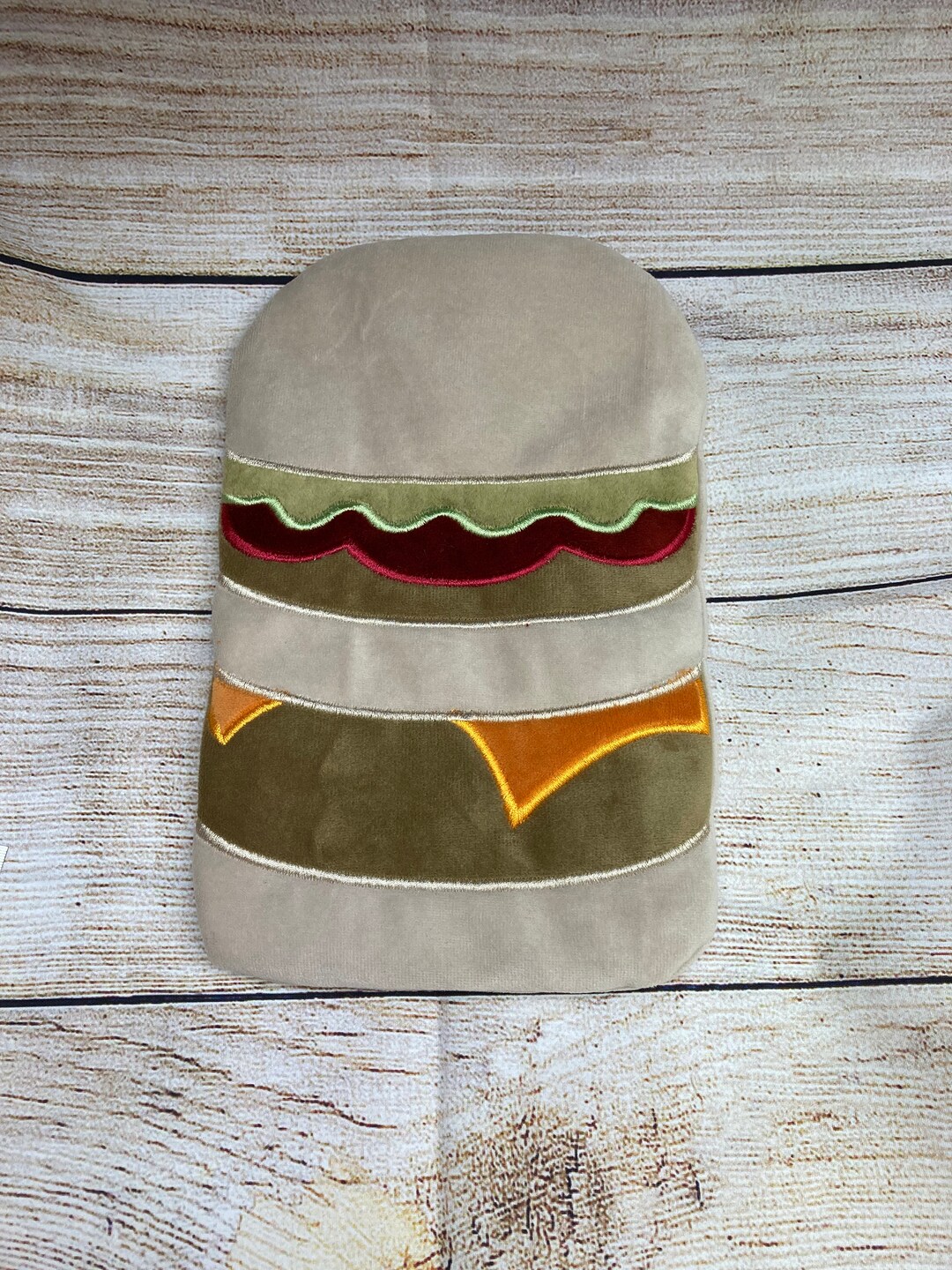 Hamburger Plush, Soft Dog Toy, Custom Squeaker Non-pill Fleece Fabric ...