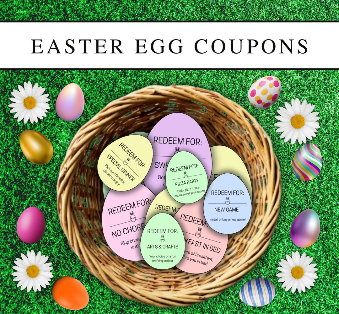 Printable Easter Coupons, Easter Egg Coupons, Easter Egg Hunt Prize ...