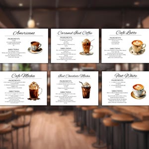 8 Simple Coffee Recipe Cards, PDF Coffee Recipe Cards, PNG Printable ...
